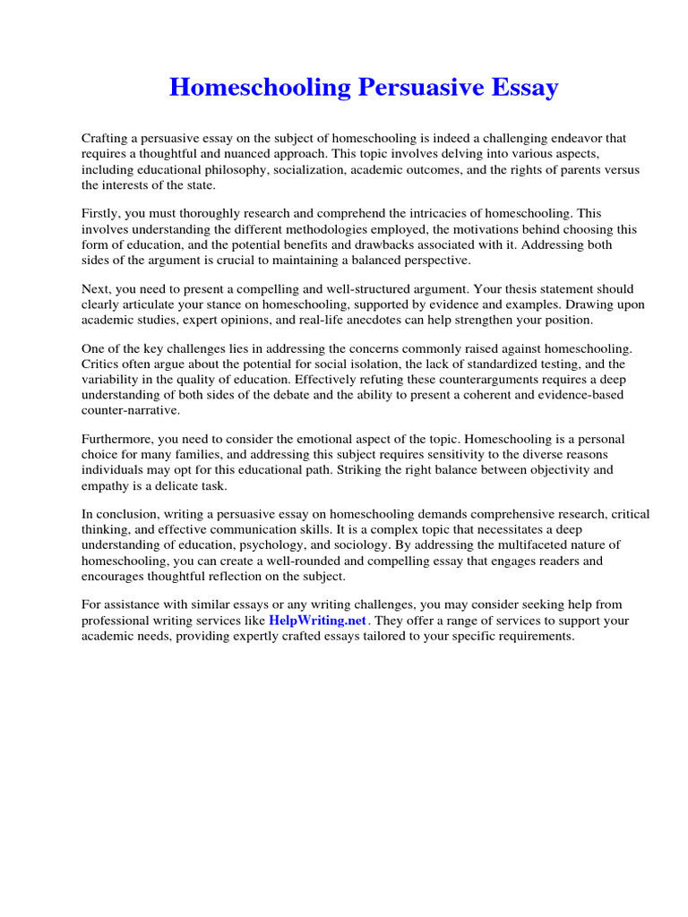 Persuasive Essay on Homeschooling | PDF | Batman | Homeschooling