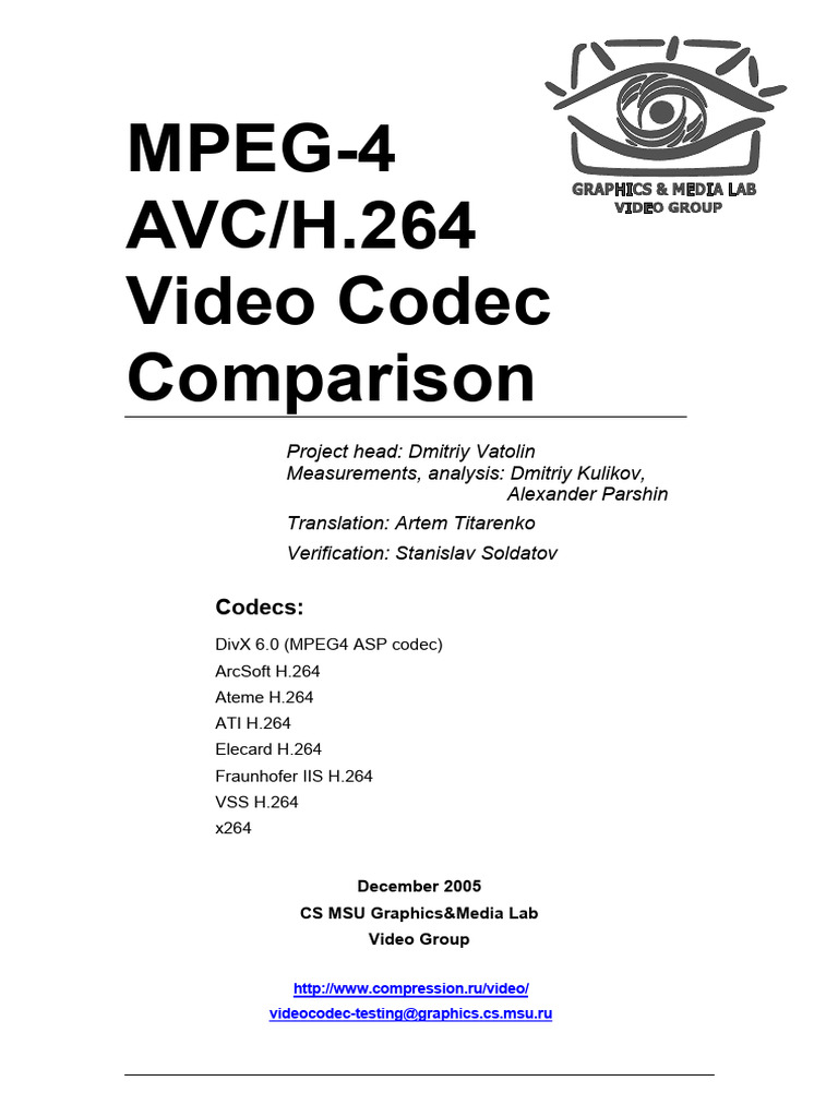 MPEG-4 AVC H.264 Video Codec Comparison | PDF | Data Compression | Video