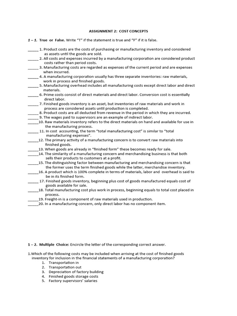 Cost Concepts | PDF | Cost | Inventory