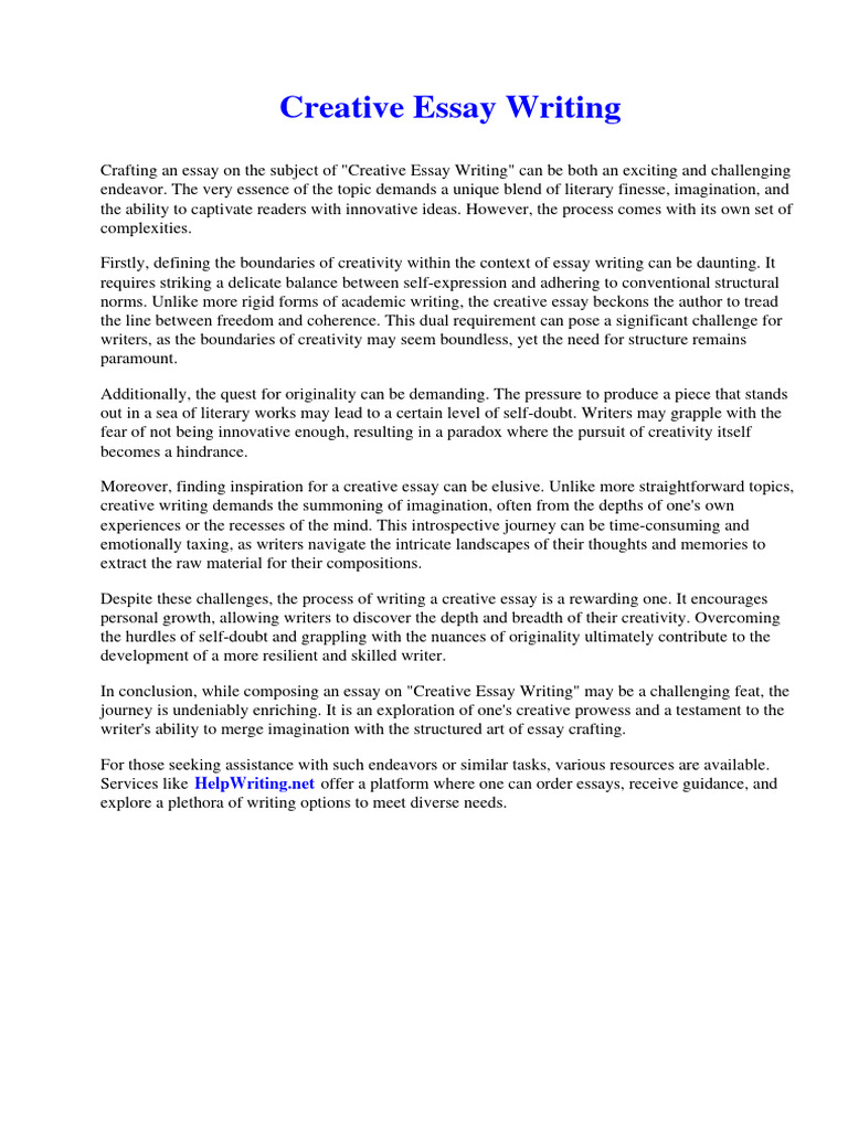 Creative Essay Writing | PDF | Creativity | Essays