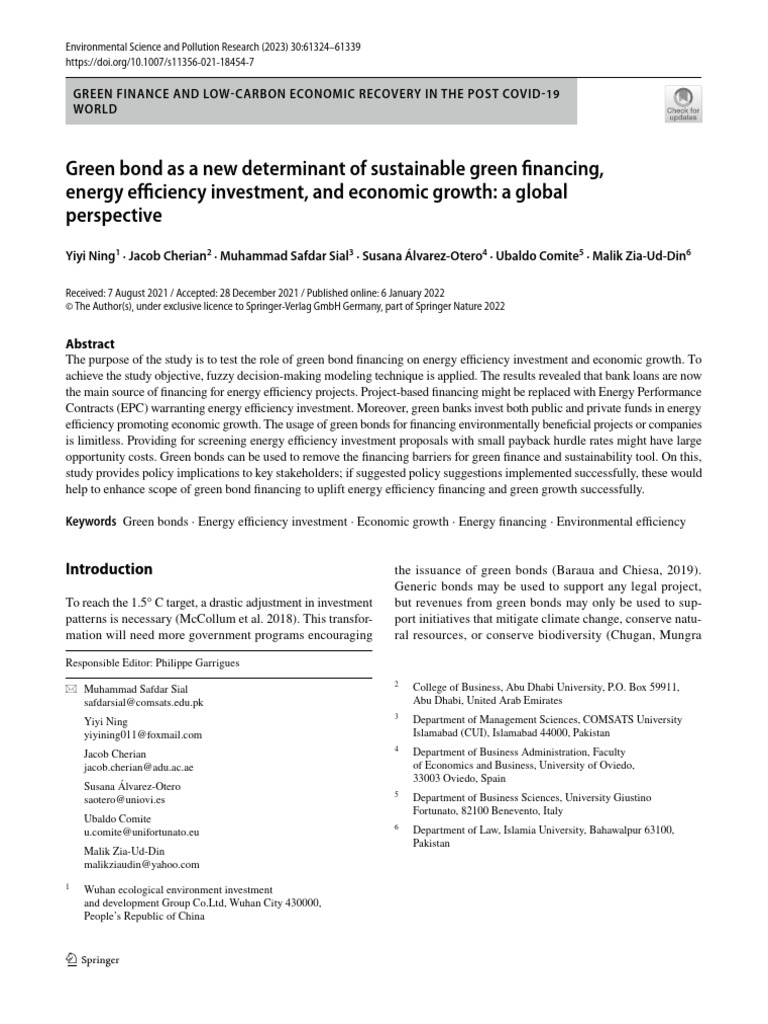 Green Bond As A New Determinant of Sustainable Green Financing, Energy ...