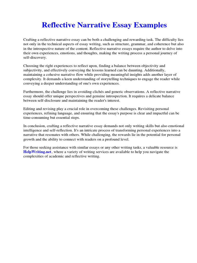 Reflective Narrative Essay Examples | PDF | Narrative Reflective Narrative Essay Examples | PDF | Narrative