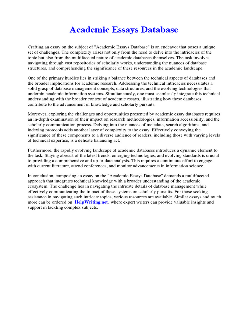 Academic Essays Database | PDF