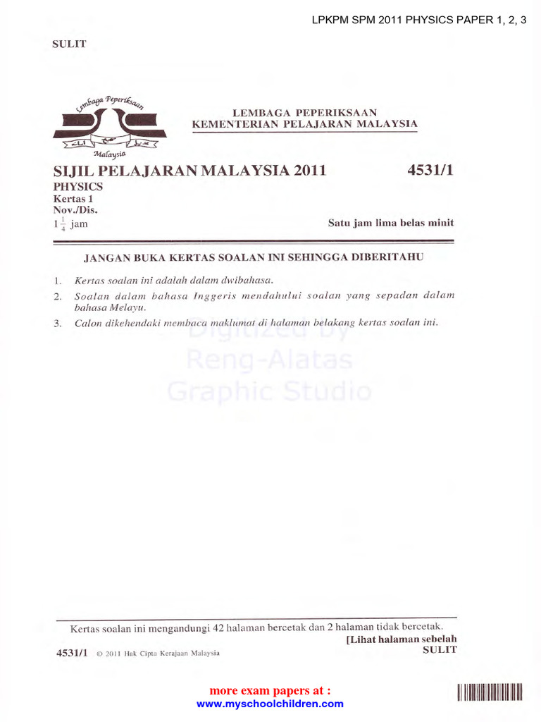 SPM 2011 Physics Exam Papers | PDF