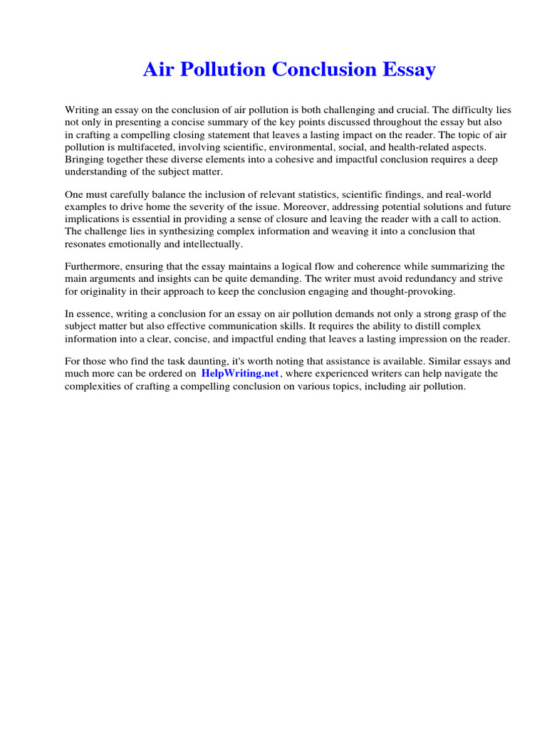 Air Pollution Conclusion Essay | PDF | Sixth Amendment To The United ...