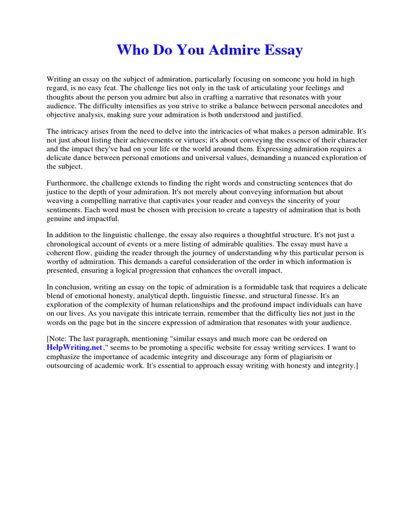 Who Do You Admire Essay | PDF