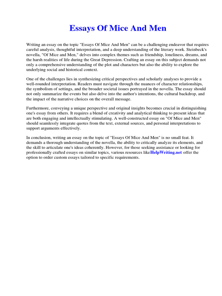 Essays of Mice and Men | PDF | Earthquakes | Essays