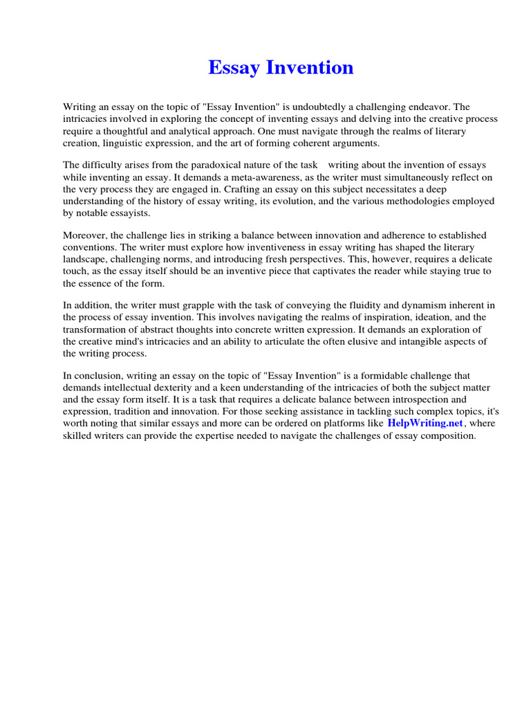 Essay Invention | PDF