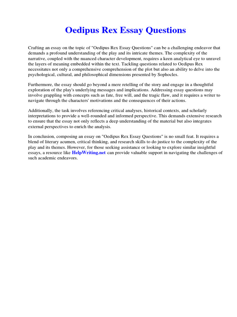 Oedipus Rex Essay Insights | PDF | Outsourcing | Essays