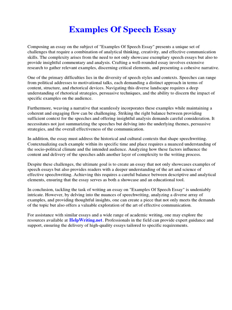 Examples of Speech Essay | PDF