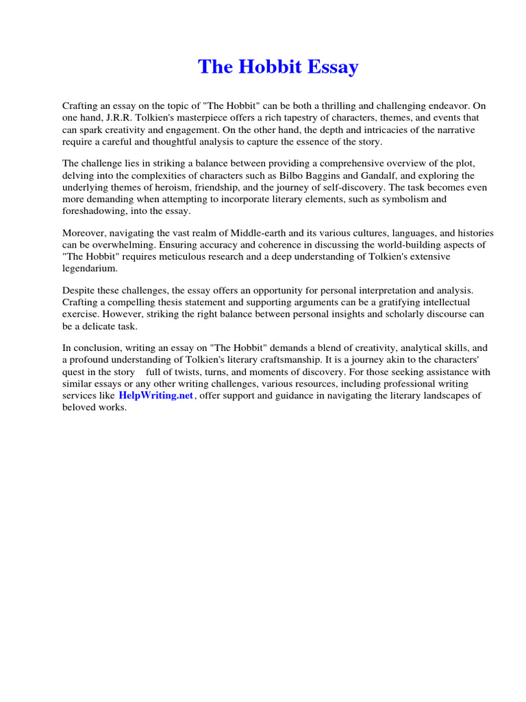 The Hobbit Essay | PDF