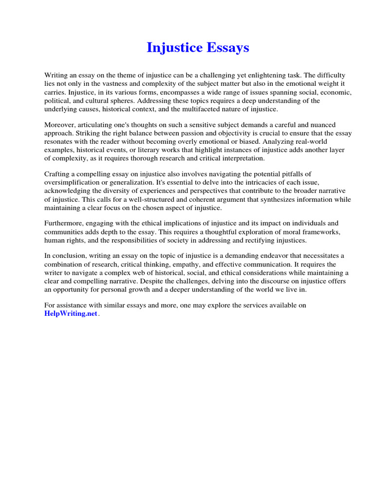 Injustice Essays | PDF
