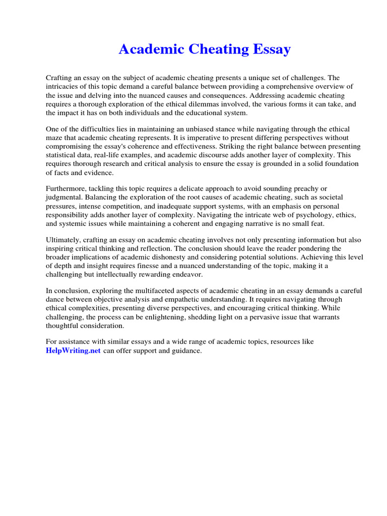 Academic Cheating Essay | PDF | Essays | Sat
