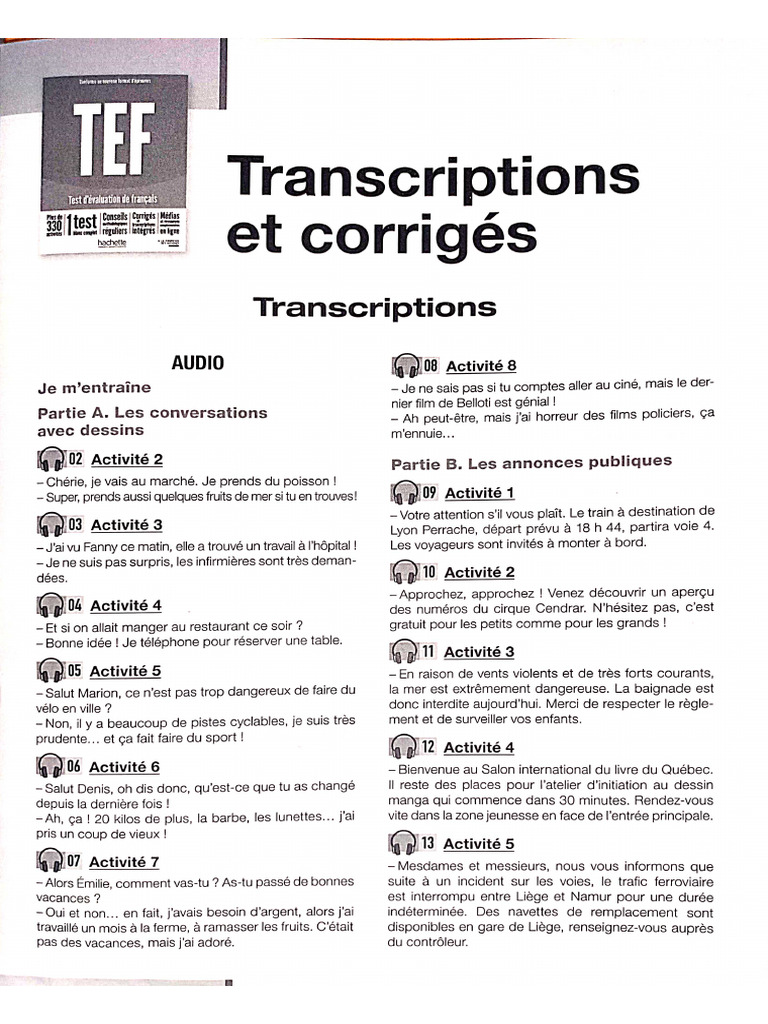 Transcriptions & Corrigés | PDF