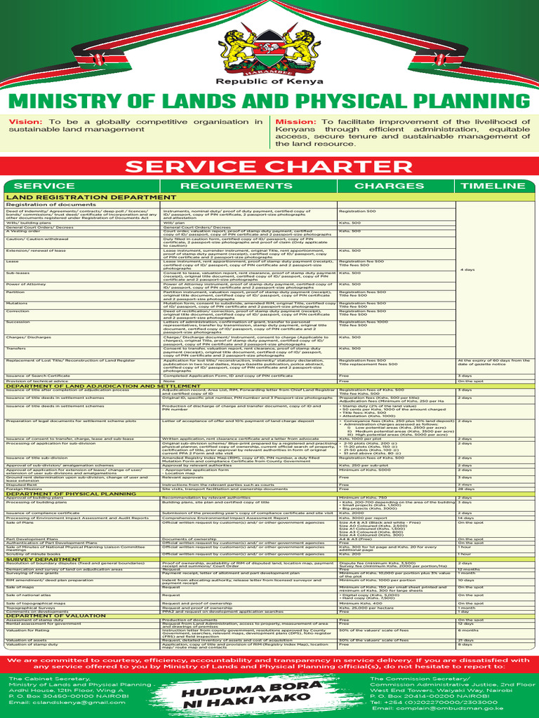 Ministry of Lands Service Charter | PDF | Real Estate Appraisal | Lease