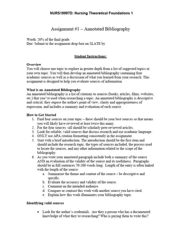 Nursing Students' Annotated Bibliography | PDF | Bibliography | Pain ...