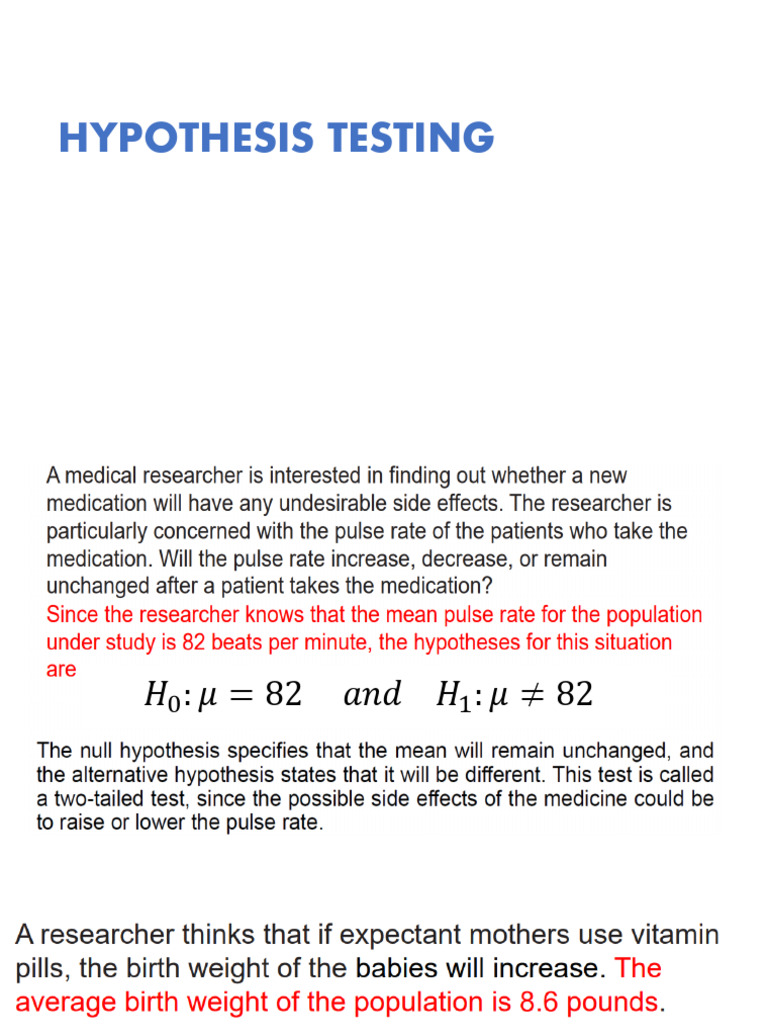Hypothesis. Single and Paired 2022 | PDF | Blood Pressure | Statistical ...