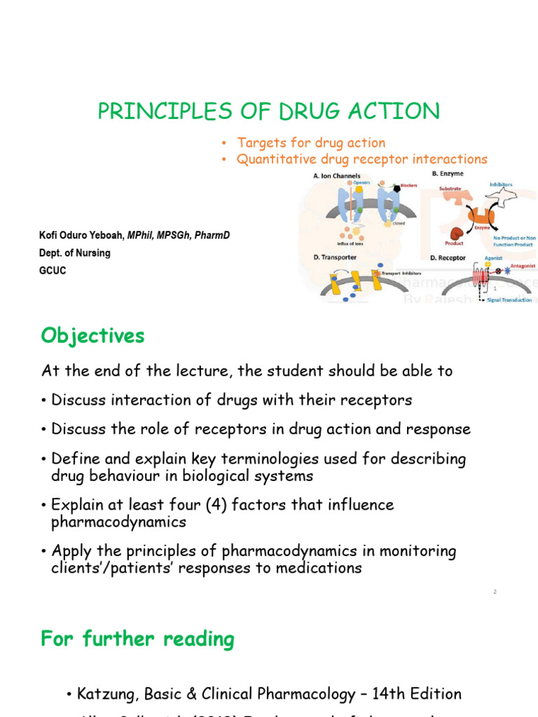 Drug Action Principles and Receptor Interactions | PDF | Receptor ...