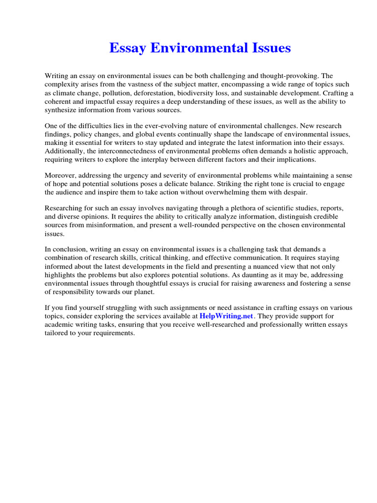 Essay Environmental Issues | PDF | Achilles | Iliad