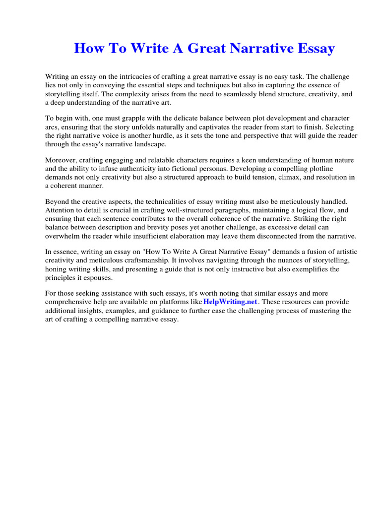 How To Write A Great Narrative Essay | Download Free PDF | Narrative ...