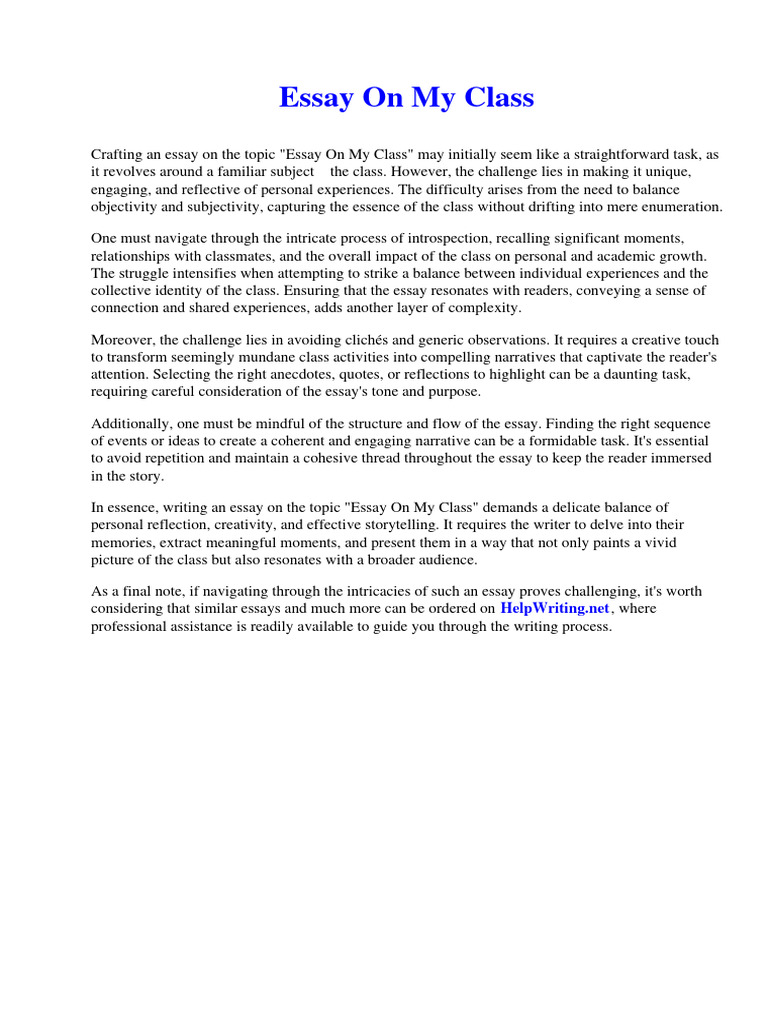 Essay On My Class | PDF | Memory | Essays