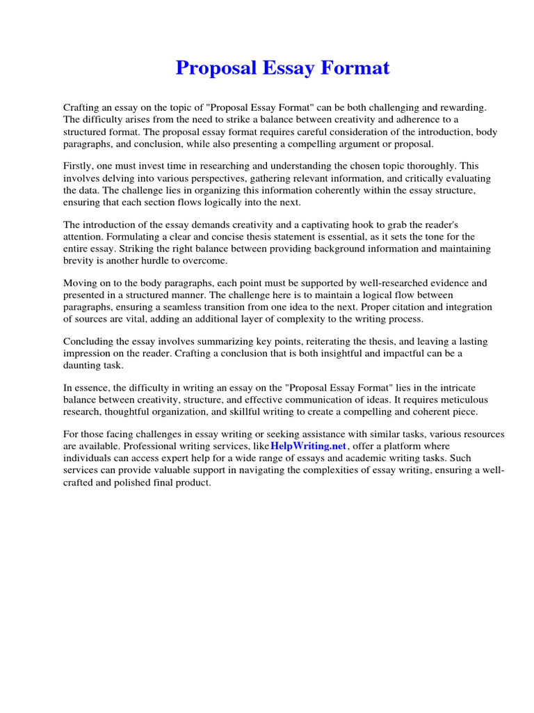 Proposal Essay Format | PDF