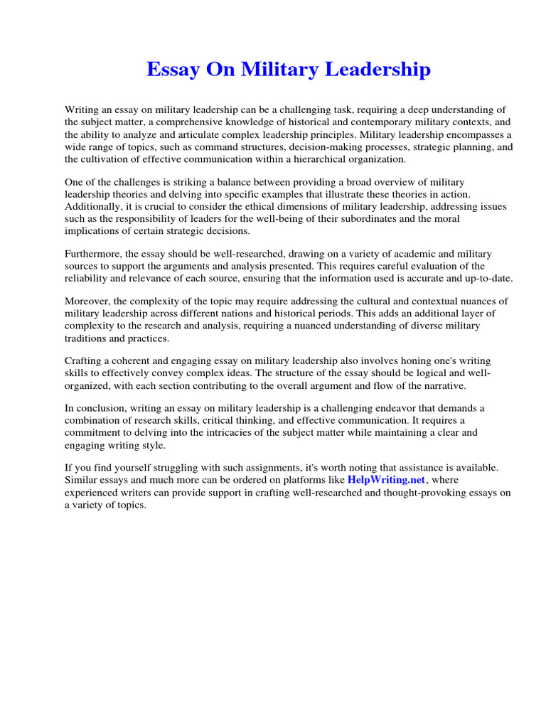 Essay On Military Leadership | PDF | Leadership | Essays