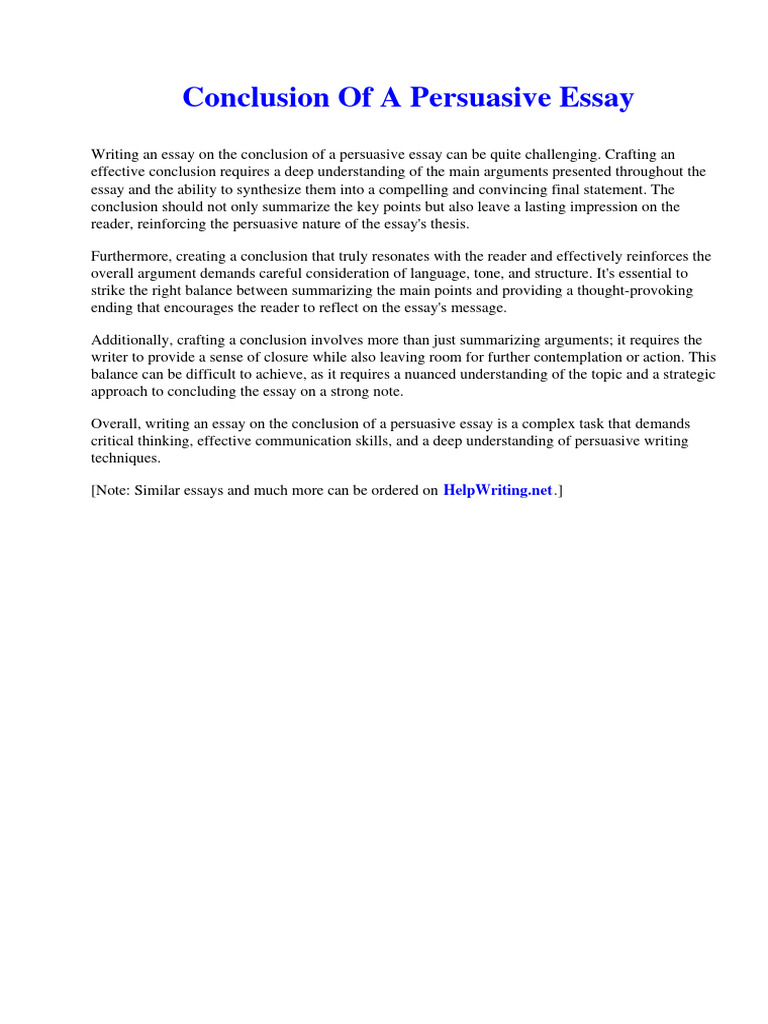 Conclusion of A Persuasive Essay | PDF | Essays | Classroom Management