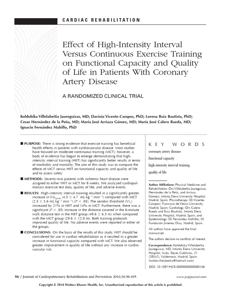 Villelabeitia Jaureguizar 2016 Journal of Cardiopulmonary Rehabilitation and Prevention | PDF ...
