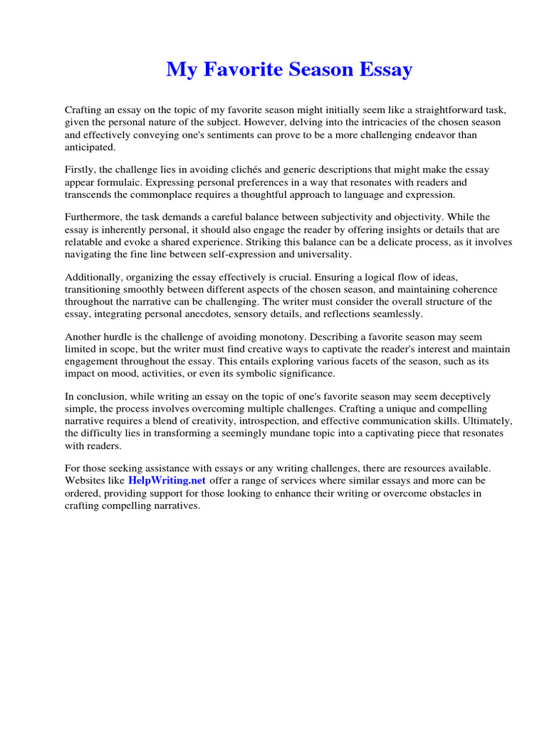 My Favorite Season Essay | PDF | Security Hacker | Essays