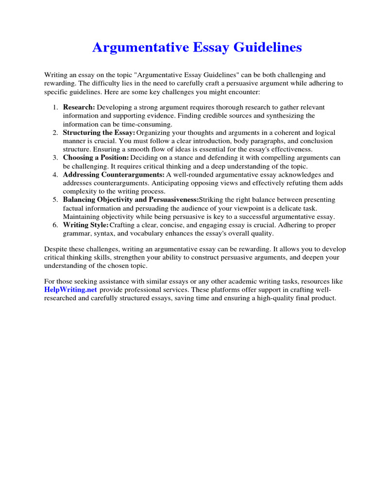 Argumentative Essay Guidelines | PDF | Essays | Temporary Work