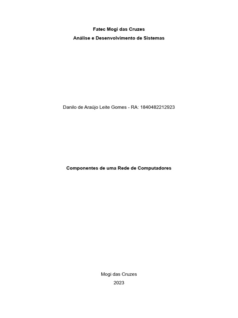 Componentes de Uma Rede de Computadores | PDF