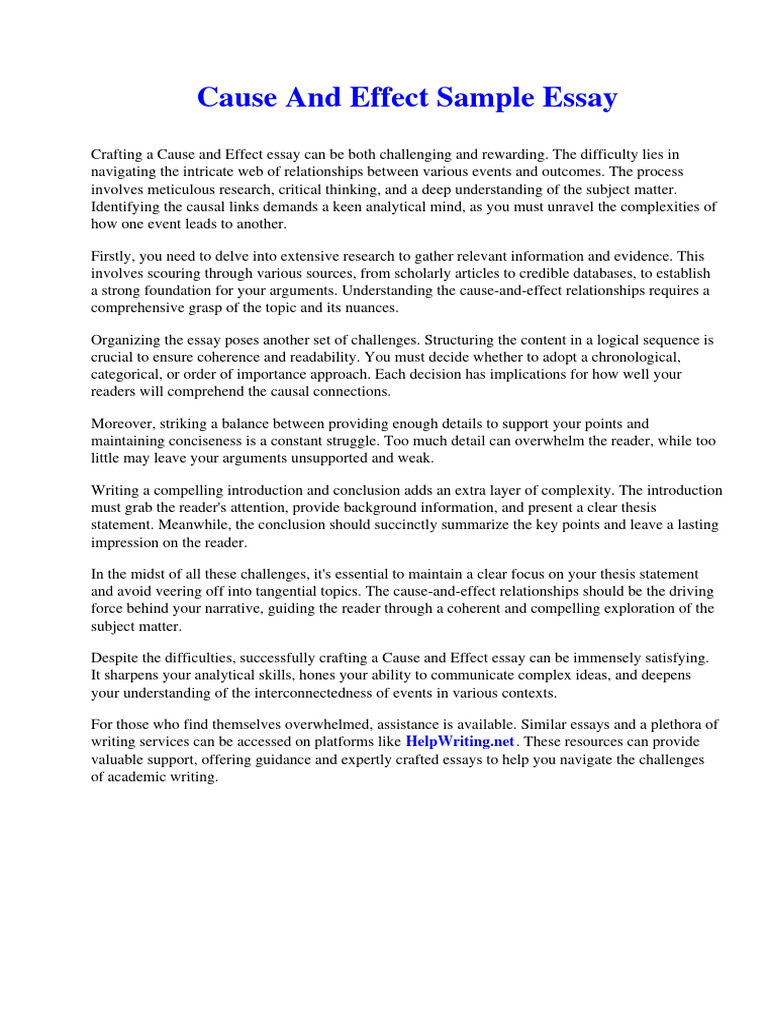 Cause and Effect Sample Essay | PDF