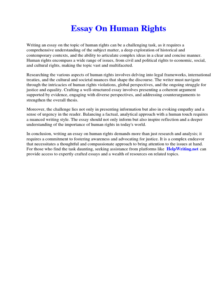 Essay On Human Rights | Download Free PDF | Hector | Essays
