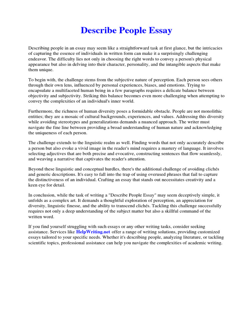 Describe People Essay | PDF | Social Science
