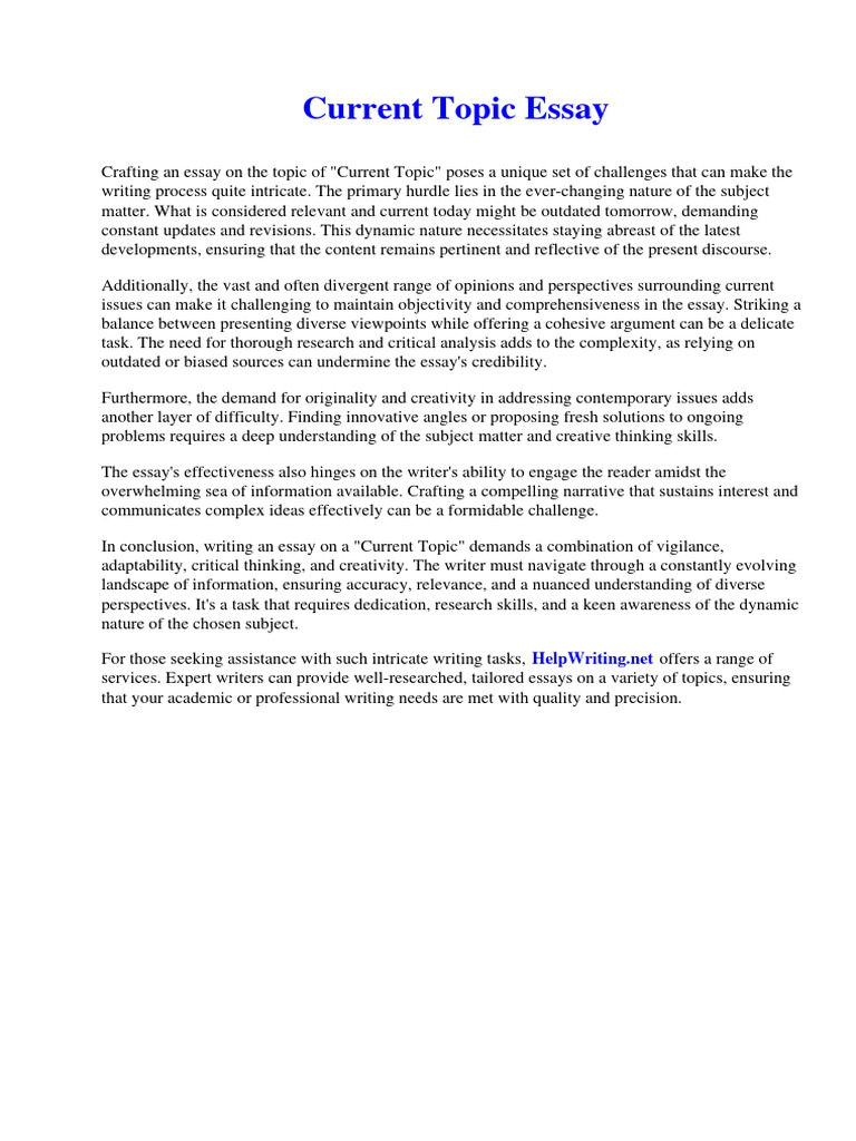 Current Topic Essay | PDF