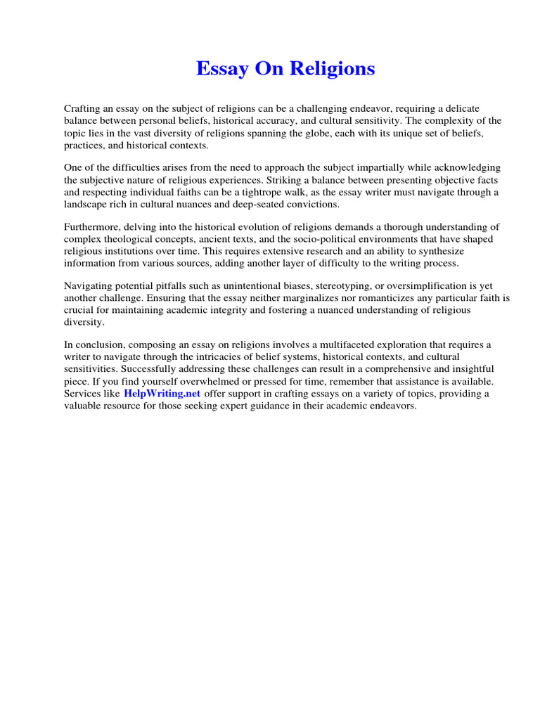 Essay On Religions | PDF | Human Resource Management | Narrative