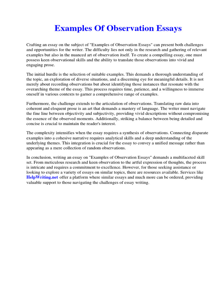 Examples of Observation Essays | PDF | Essays | Sharing Economy