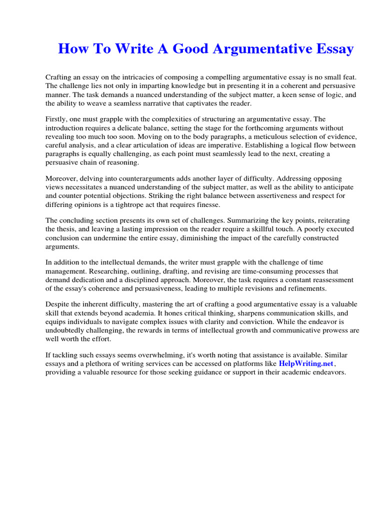 How To Write A Good Argumentative Essay | PDF | General Motors | Essays