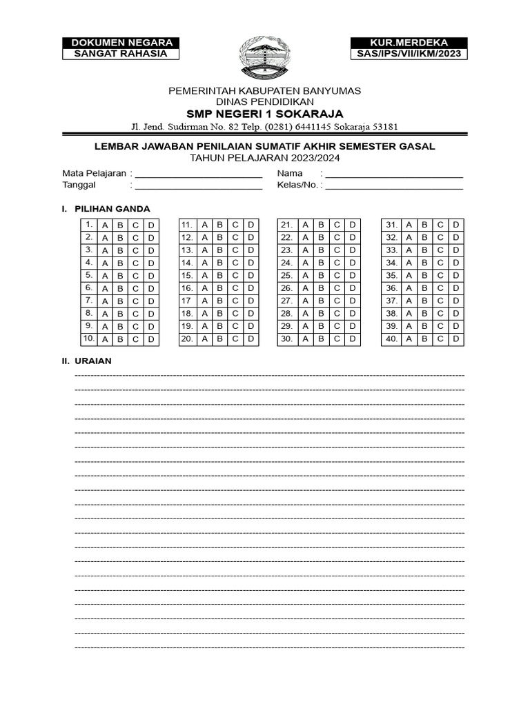 Lembar Jawab Spenza | PDF