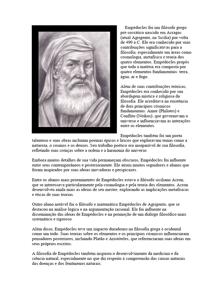 Filosofia de Empedocles | PDF | Filosofia Grega Antiga