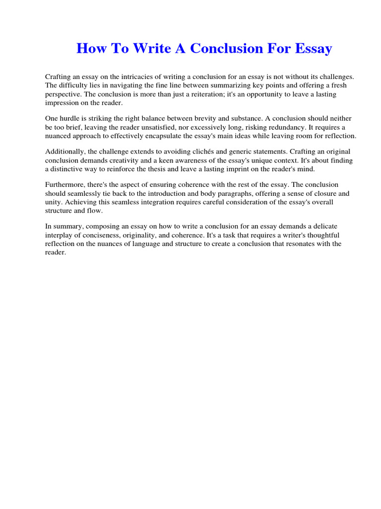 How To Write A Conclusion For Essay | PDF | Recruitment | Essays