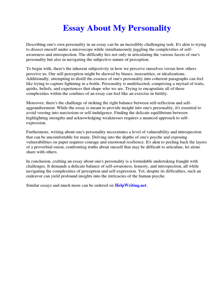 Essay About My Personality | PDF | Translation (Biology) | Messenger Rna
