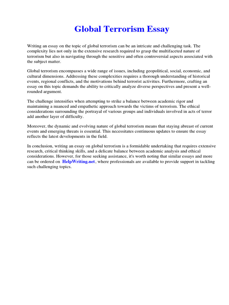 Global Terrorism Essay | PDF | Experiment | Essays