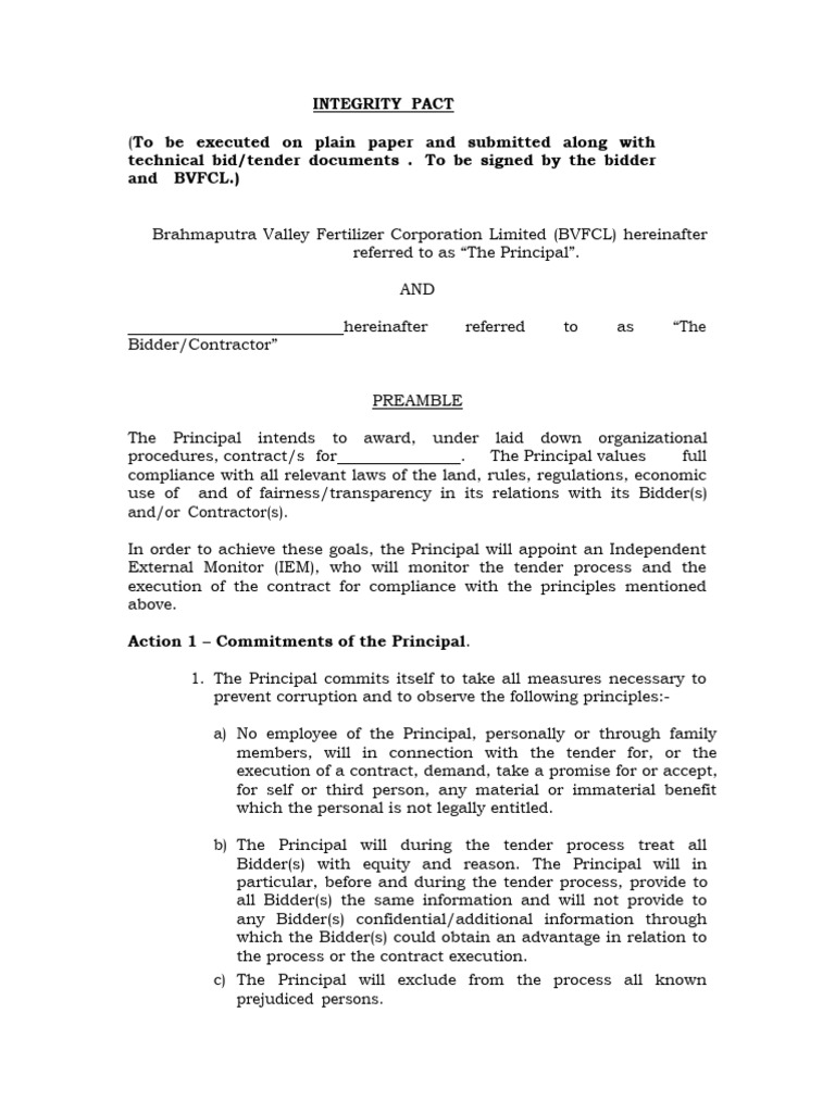 Integrity Pact | Download Free PDF | Employment | Corruption