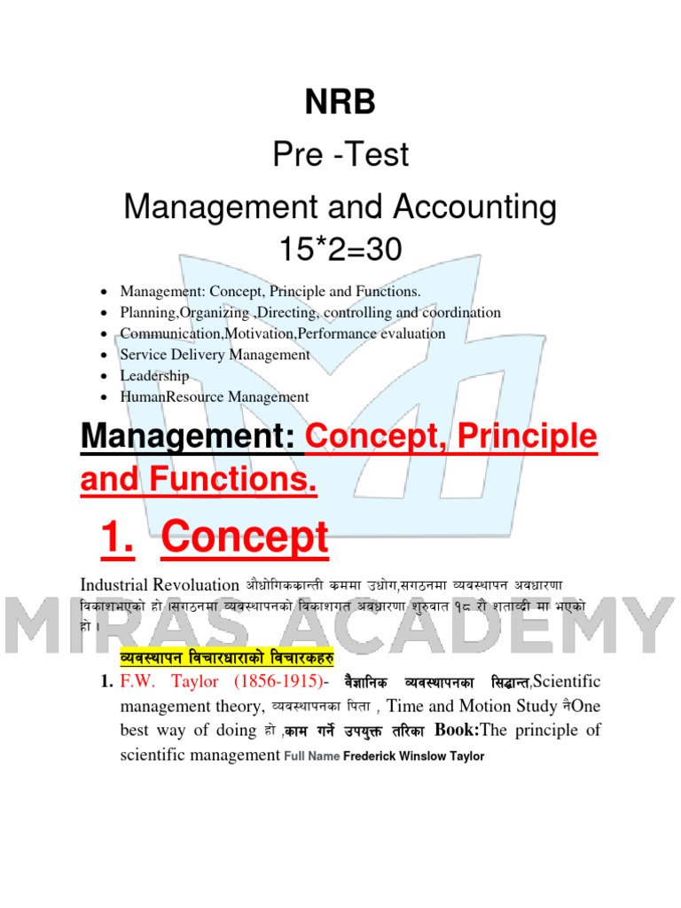 NRB Management MCQ | PDF | Business | Behavioural Sciences
