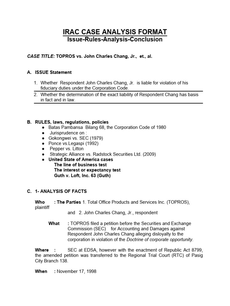 Topros Vs Chang Irac Format | PDF | Certiorari | Appeal