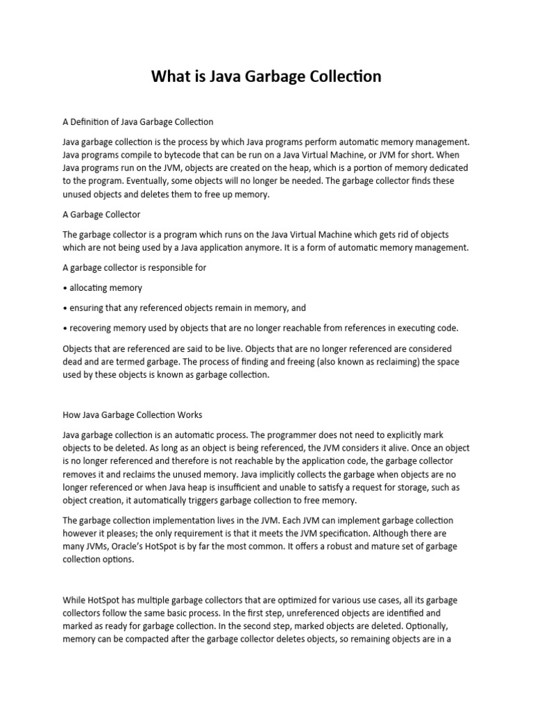 What Is Java Garbage Collection | PDF | Java (Programming Language ...