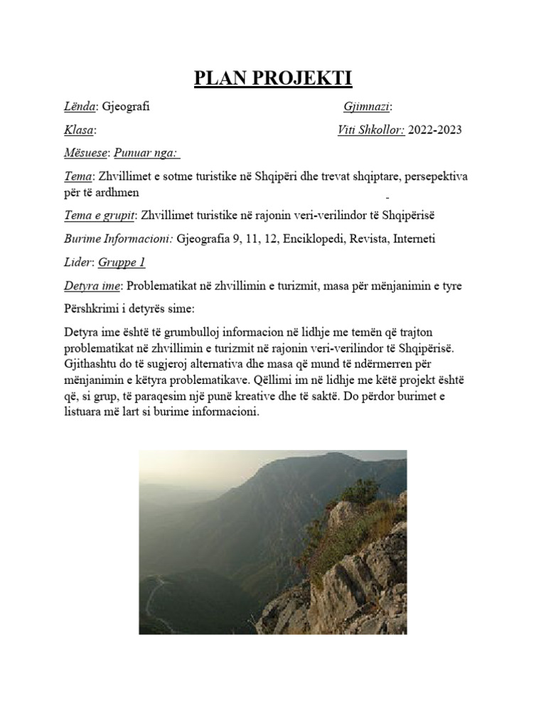 Plan Gjeografi | PDF