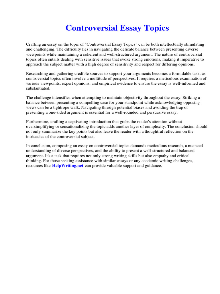 Controversial Essay Topics | PDF